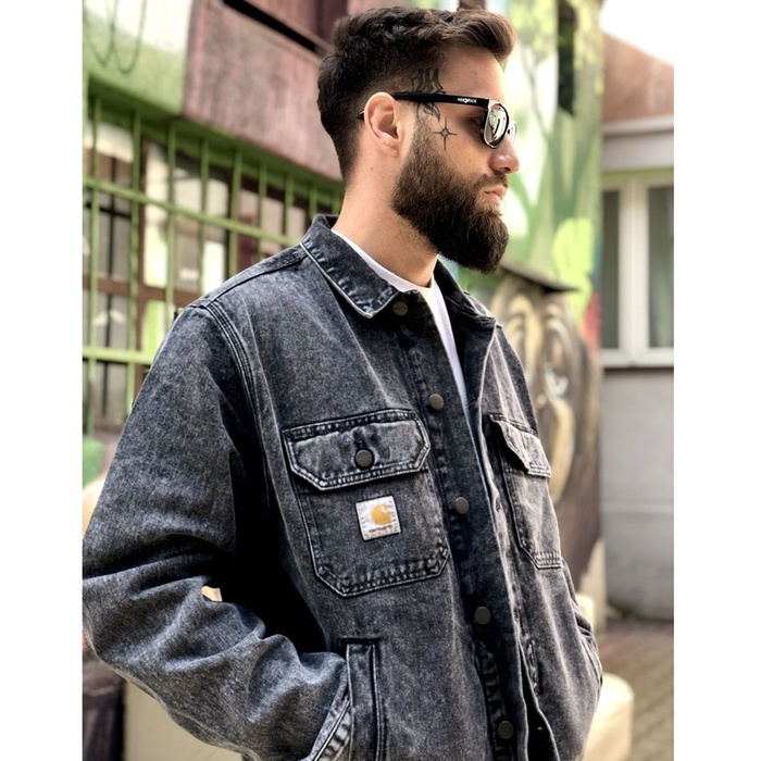 Carhartt WIP Stetson Jacket Organic Cotton Parkland black worn washed ...