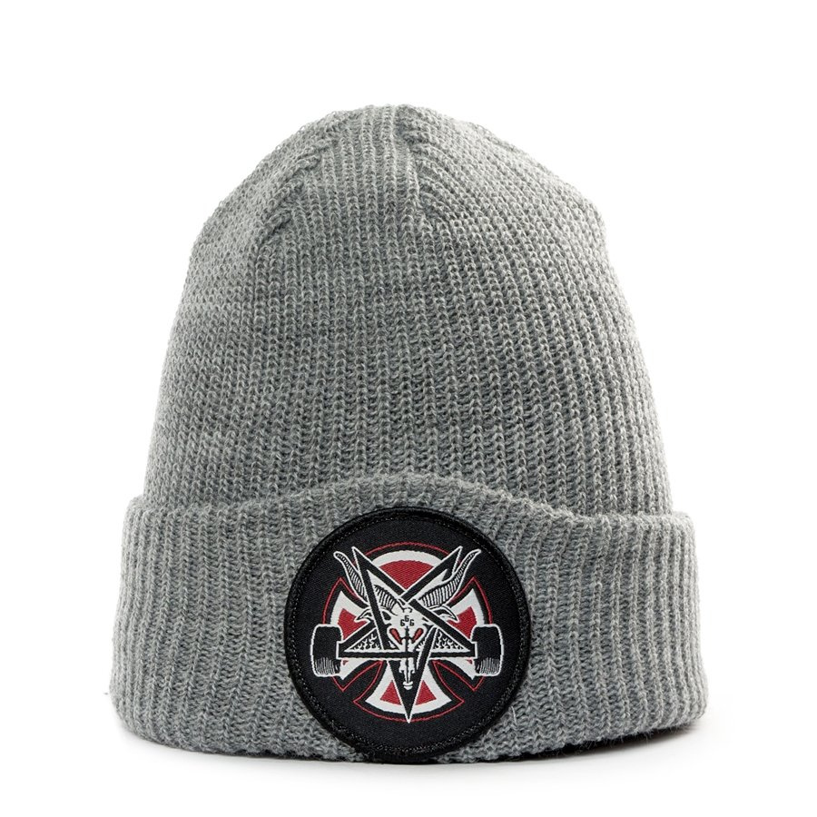 Thrasher x Independent beanie Pentagram Cross Beanie Lipstick red Grey ...