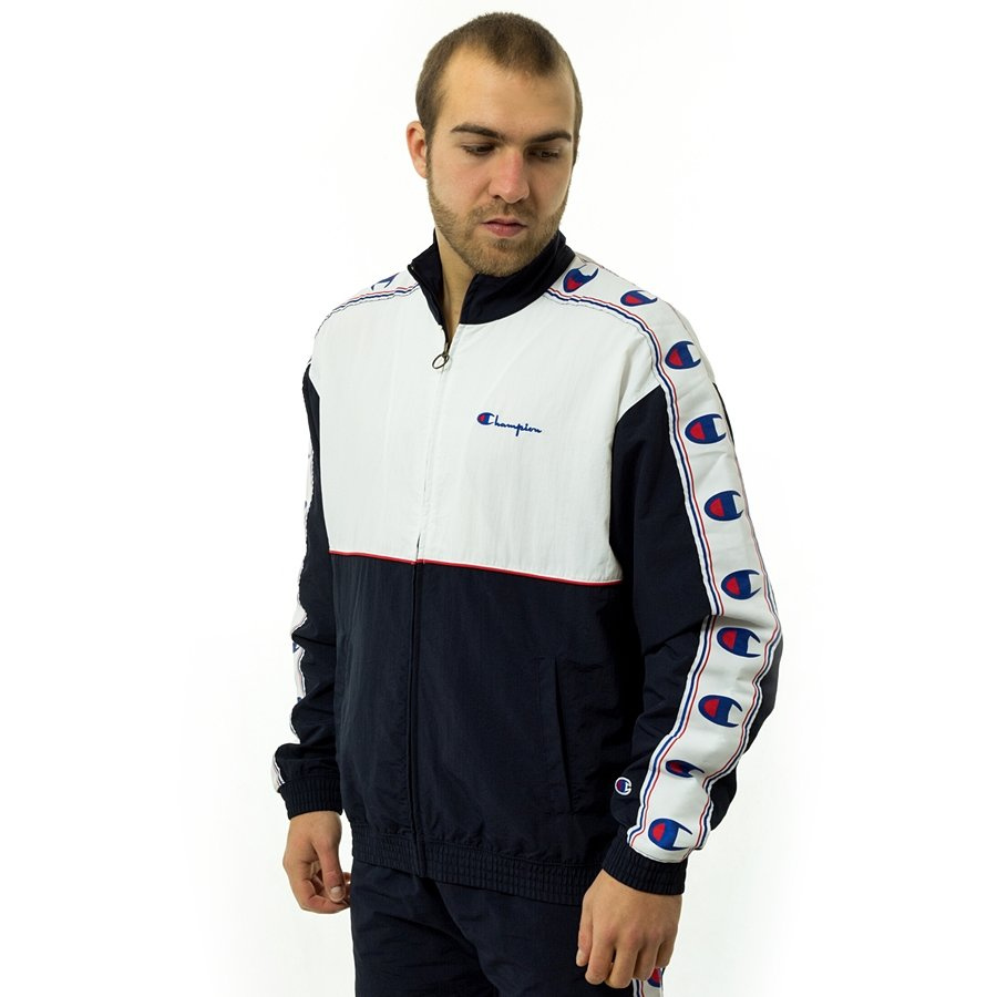 Champion Reverse Weave track top Colour Block Logo Tape Trim navy ...